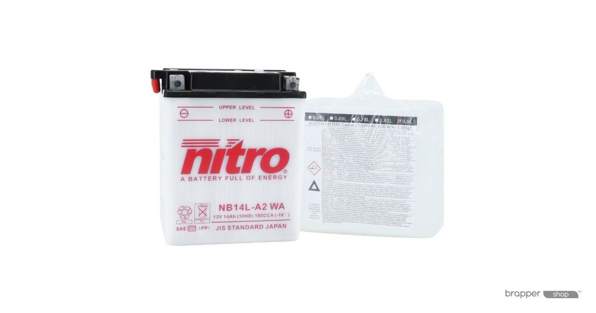 Battery Nitro NB14L-A2 (open w/acid pack) - Lead Acid | Brapper Shop
