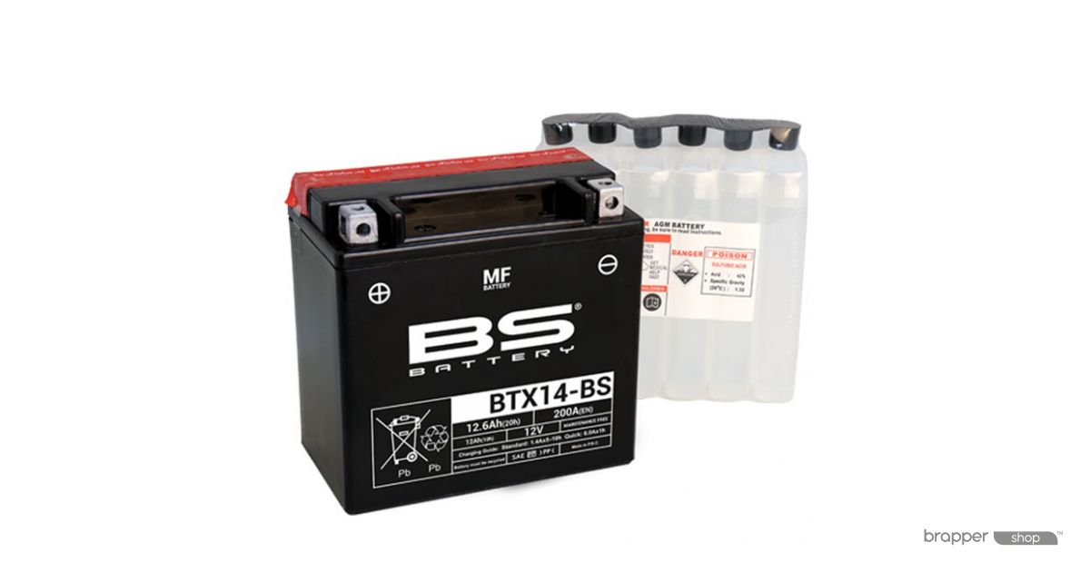 Battery BS BTX14-BS (open w/acid pack) - Lead Acid | Brapper Shop